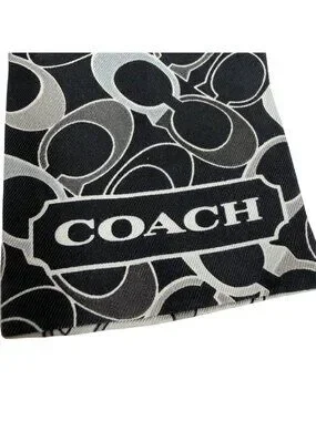 Coach | Accessories | Coach Monogram Black Gray Silk Scarf Signature ...